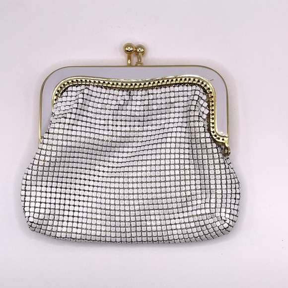 Bags | Vintage Glomesh Double Section Divided Coin Purse Pouch White ...